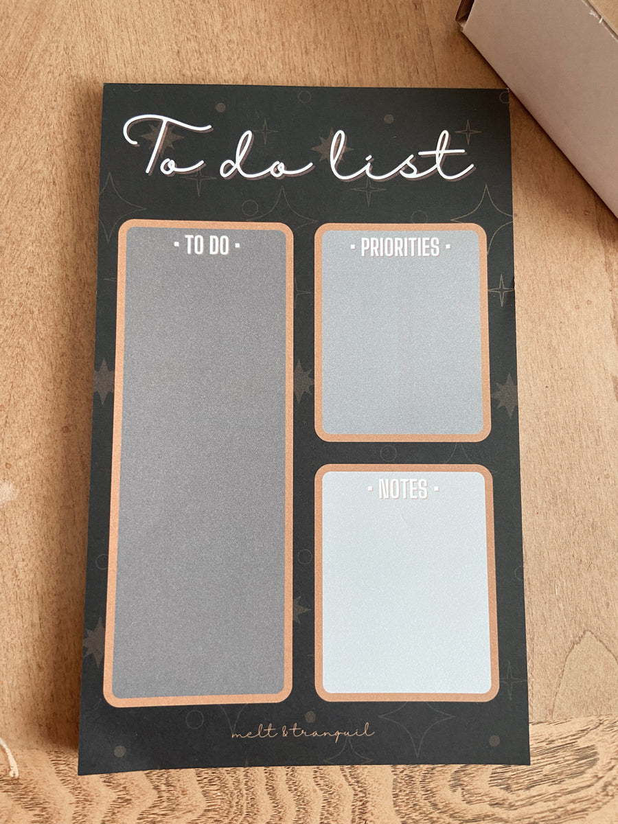 Black & gold To-do list – Melt & Tranquil